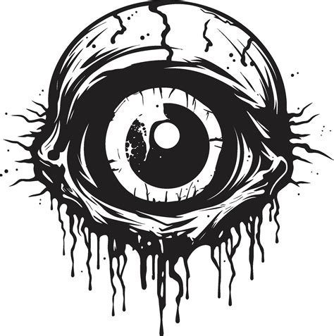Perturbador Zombi Mirada Siniestro Negro Vector Macabro Ojo De Terror