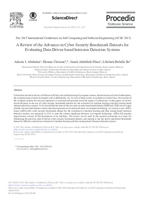 Pdf A Review Of The Advances In Cyber Security Benchmark Datasets For Evaluating Data Driven