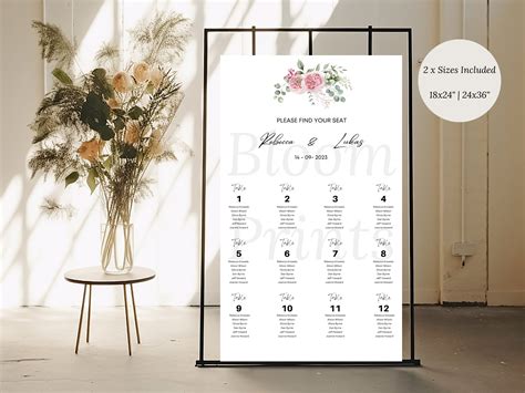 Seating Chart Template Editable Seating Chart Printable Seating Plan Editable Template Wedding
