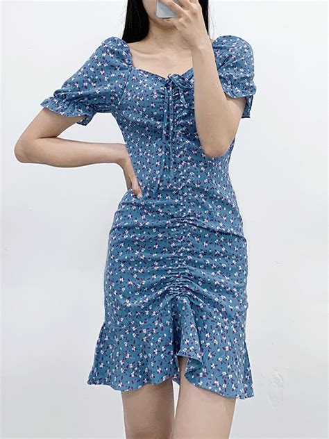 당일출고플라워원피스4color 펜터 플라워 꽃무늬 스트링 셔링 리본 프릴 머메이드 퍼프 반팔 숏 미니 원피스여름원피스오프숄더원피스플라워원피스반팔원피스스퀘어넥