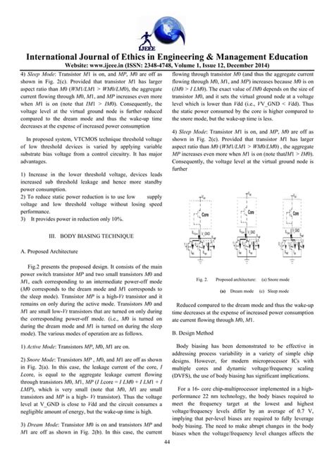 A New Power Gating Technique For Mitigation Of Standby Leakage Power Using Vtcmos Switches Pdf