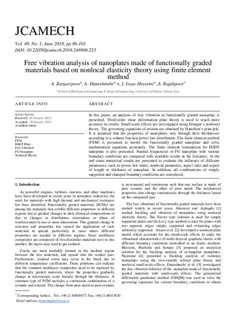 pdf free vibration analysis of nanoplates made of functionally graded