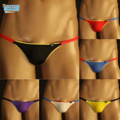 【hepa】mens G String Underwear Ice Silk T Back Briefs Sexy Thong Bulge