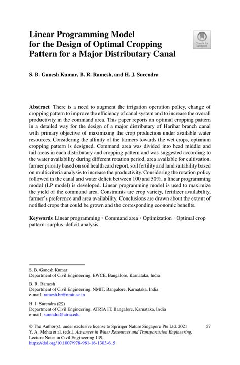 Pdf Linear Programming Model For The Design Of Optimal Cropping