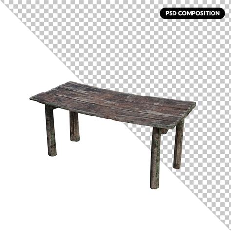 Premium Psd Wood Table Isolated 3d Rendering