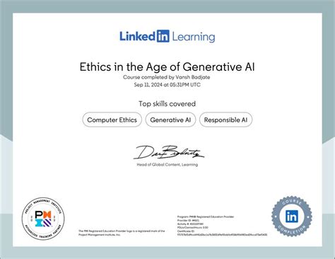 Completion Of Ethics In Generative Ai Course Vansh Badjate Posted On