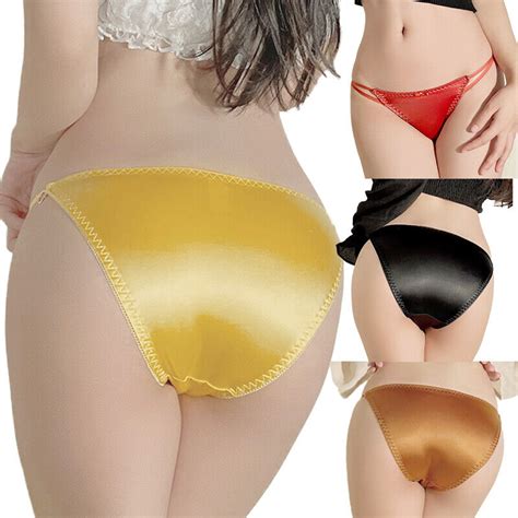 4 Pack Lot Sexy Womens Satin Knickers Lingerie High Cut String Bikinis