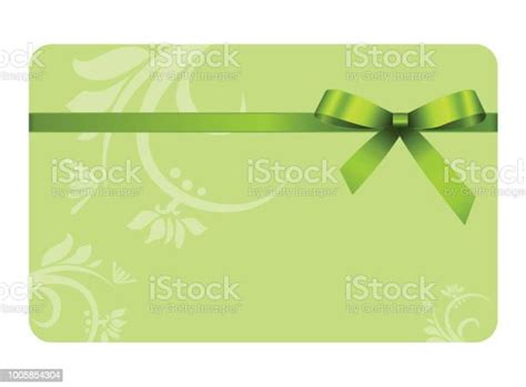 초대장 인사말 또는 선물 카드와 함께 녹색 리본 및 A에 활 장식 요소 배경 선물 상품권 템플릿 텍스트에 대 한 장소입니다 공단에 대한 스톡 벡터 아트 및 기타 이미지