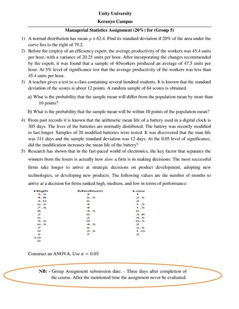 Unity University Manegerial Statistics Group 5 Unity University Unity University Manegerial Statistics Group 5 Unity University