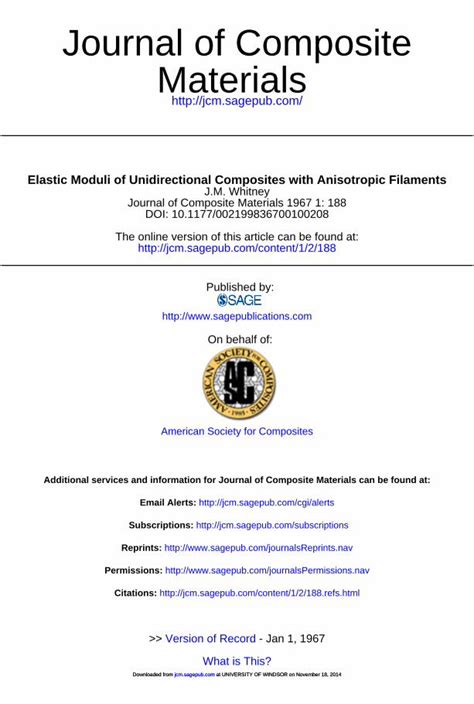 Pdf Elastic Moduli Of Unidirectional Composites With Anisotropic