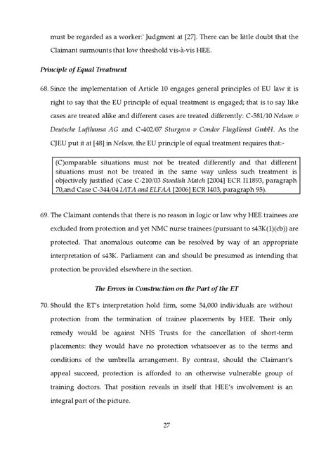 Skeleton Argument For EAT Full Hearing On 10 February 2016