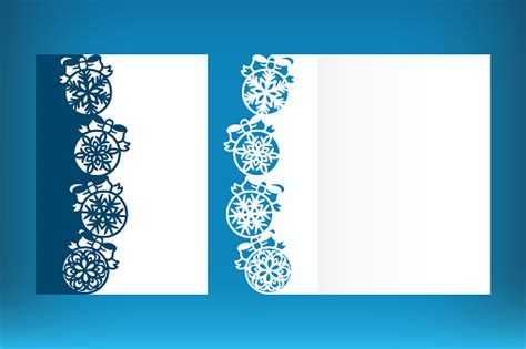 레이저 는 공과 눈송이 크리스마스 카드 템플릿을 잘라 크리스마스 파티 또는 인사말 카드 초대장 레이저 절단 플로터 절단 또는 인쇄에 적합한 이미지 0명에 대한 스톡 벡터