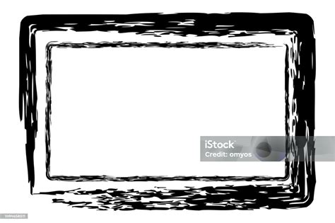 벡터 간단한 이중 선 직사각형 프레임은 흰색 배경에 검은색 크레용에서 0명에 대한 스톡 벡터 아트 및 기타 이미지 0명 검은색 경기 조추첨 Istock