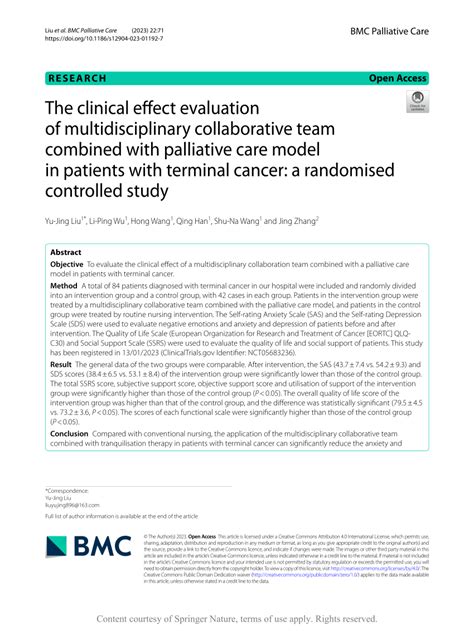 Pdf The Clinical Effect Evaluation Of Multidisciplinary Collaborative Team Combined With
