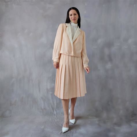 Pleated Skirt Suit Etsy