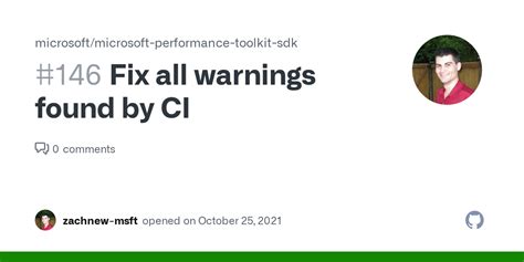 Fix All Warnings Found By Ci · Issue 146 · Microsoftmicrosoft Performance Toolkit Sdk · Github