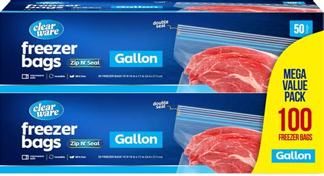Glad Zipper Freezer Storage Plastic Bags Gallon 15 Count