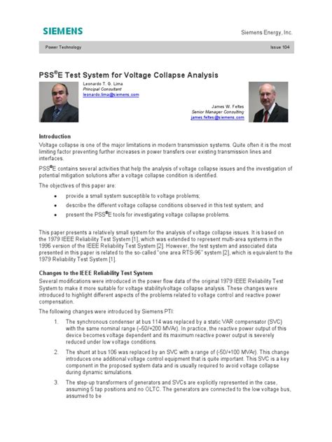 Psse System Test For Voltage Collapse Analysis Pdf Steady State Transformer