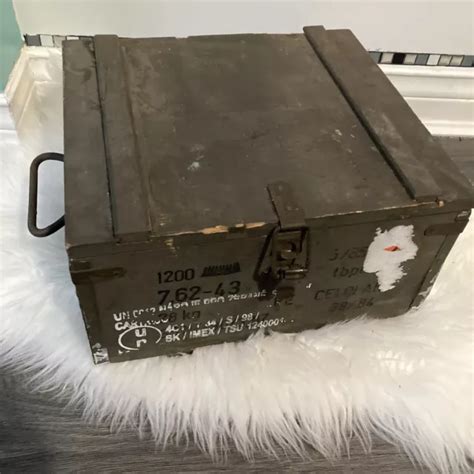 Vintage Wooden Military Ammo Box With Rope Handles And Hinges Crate 7