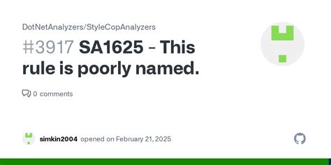 Sa1625 This Rule Is Poorly Named · Issue 3917 · Dotnetanalyzers