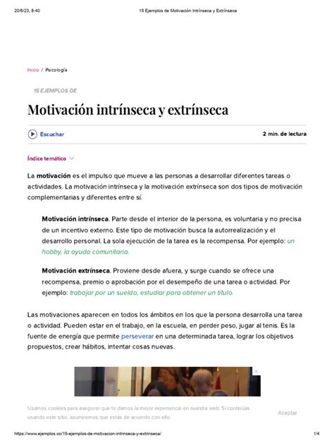 Ejemplos De Motivación Intrínseca Y Extrínseca Pdf Motivacional