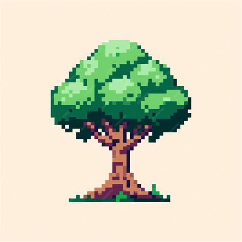 푸른 카노피 하모니 픽셀 아트 푸른 나무의 ⁇ 화 프리미엄 벡터