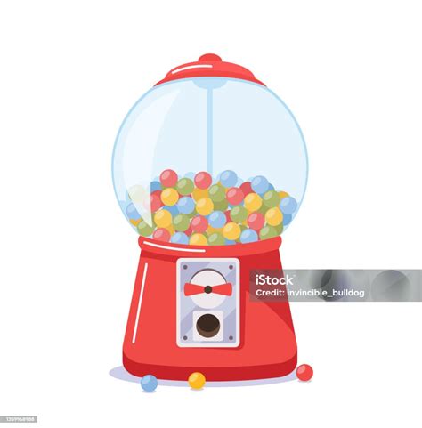 투명 둥근 유리와 동전 슬롯레드 검볼 기계 다채로운 무지개 거품 껌사탕 디스펜서 껌 자동판매기에 대한 스톡 벡터 아트 및 기타 이미지 껌 자동판매기 검볼 벡터