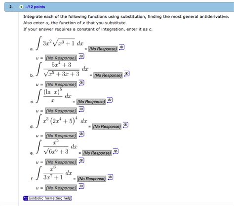 Solved Integrate Each Of The Following Functions Using