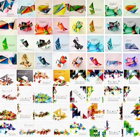 다양한 스타일의 기하학적 템플릿 메가 세트 프리미엄 벡터