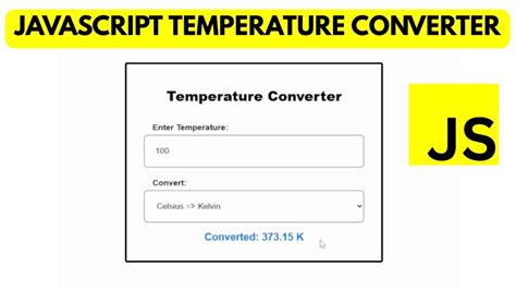 Build A Temperature Converter With Javascript Beginner Project Tutorial Youtube