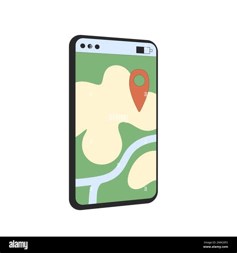 Phone Navigation Screen Isolated On White Background Travel Portable Device And Mobile And Map