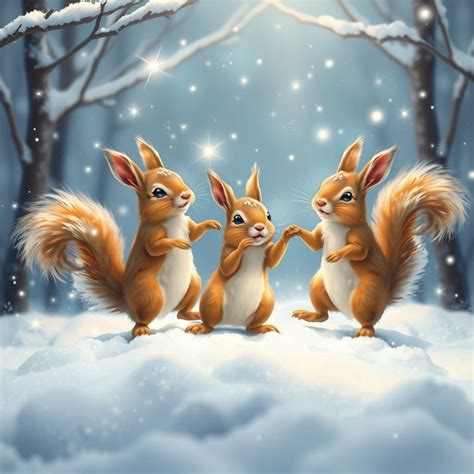 Tiny Bunnies Say The Soft White Snow Makes Them Feel Like Dancing So