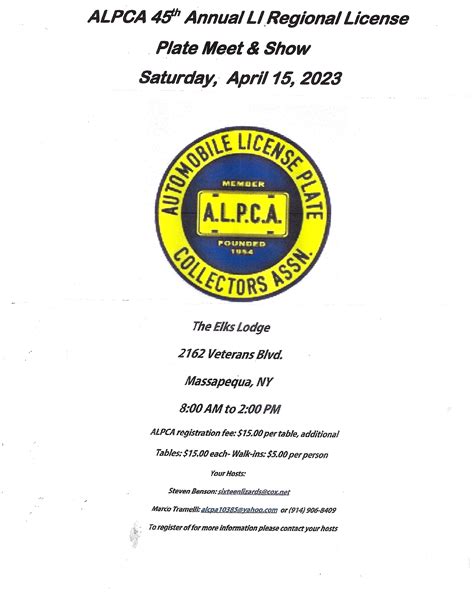 Vanderbilt Cup Races Alpca 45th Annual Li Regional License Plate Meet