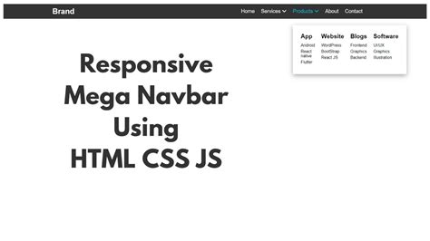 Responsive Mega Navbar With Html Css And Javascript Step By Step Tutorial Css Coding Youtube
