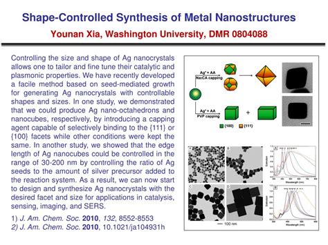 Ppt Shape Controlled Synthesis Of Metal Nanostructures Younan Xia Washington University Dmr