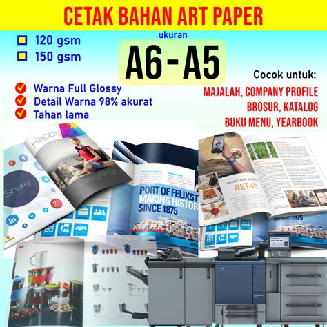 Jual Print Cetak Bahan Art Paper 120 150 Gsm Ukuran B5 A4 F4 Majalah