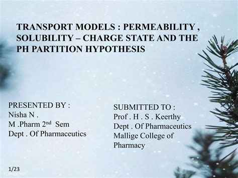 Transport Models Permeability Solubility Charge State Amd The Ph Partition Hypothesis Pptx