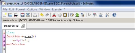 Area Of A Circle Using Scilab