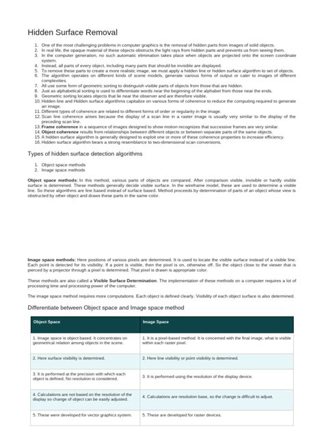 Hidden Surface Removal Pdf Computer Graphics Imaging