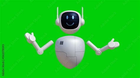 Robot Assistant 3d Animation With Presenting Hand Gesture Green Screen Background With Perfect