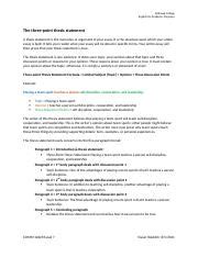 The Three Point Thesis Statement Docx Mohawk College English For Academic Purposes The Three