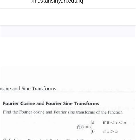 Osine And Sine Transforms Fourier Cosine And Fourier Sine Transforms Fin