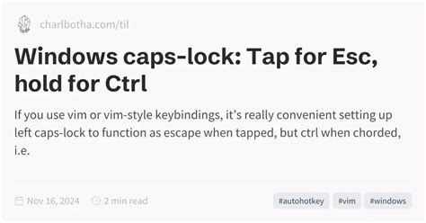 Windows Caps Lock Tap For Esc Hold For Ctrl