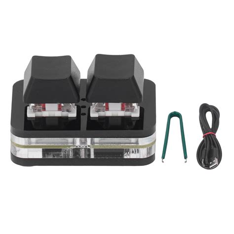 2 Keys Red Switch Keyboard Mini USB Mechanical Keypad For Rhythm Games Copy Paste Function Black