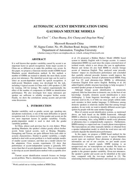 Pdf Automatic Accent Identification Using Gaussian Mixture Models