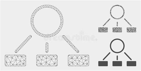 Hierarchy Vector Mesh Carcass Model And Triangle Mosaic Icon Stock