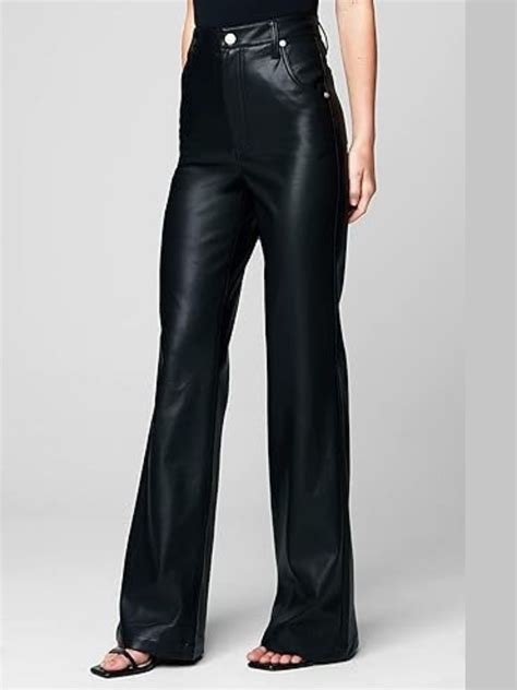 Deep Black Wide Leg Leather Pants