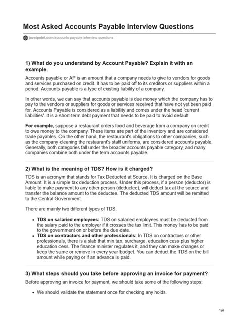 Accounts Payable Interview Questions Pdf
