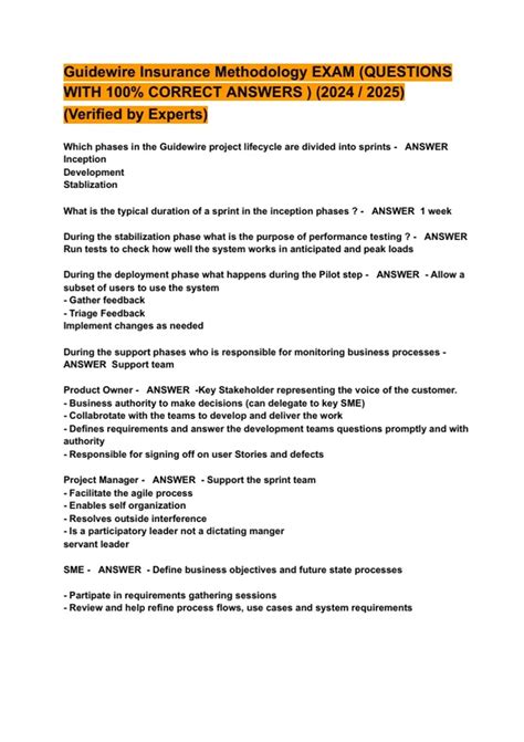 Guidewire Insurance Methodology Exam Questions With 100 Correct Answers 2024 2025