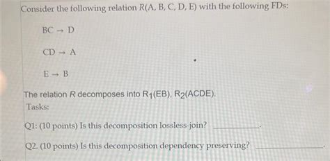 Solved Consider The Following Relation R A B C D E With Chegg Com